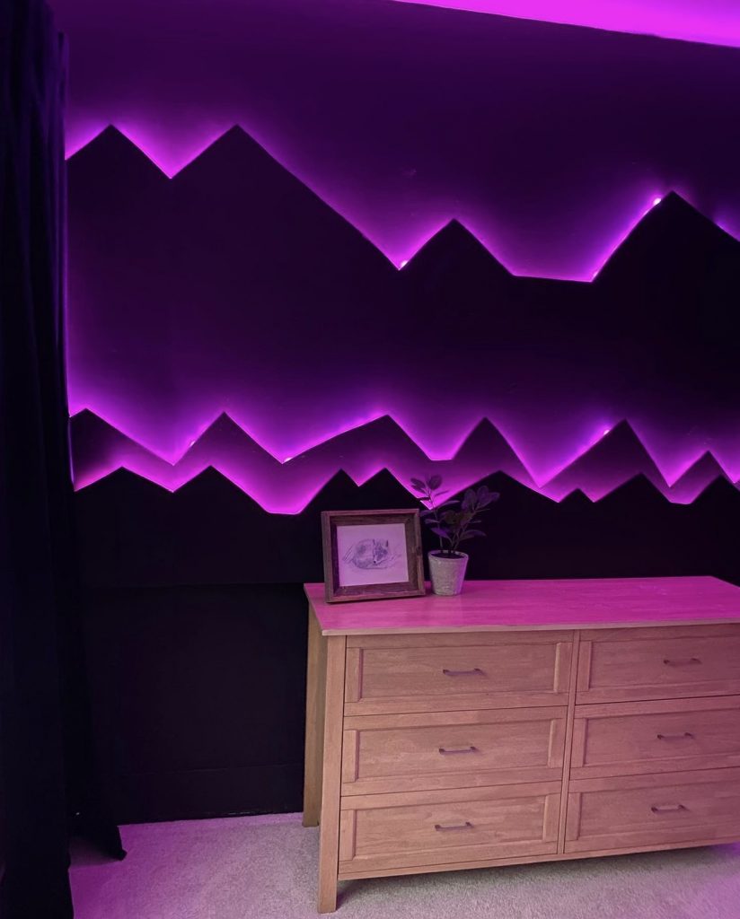 DIY backlit mountain range accent wall - Lauren Elizabeth Burke